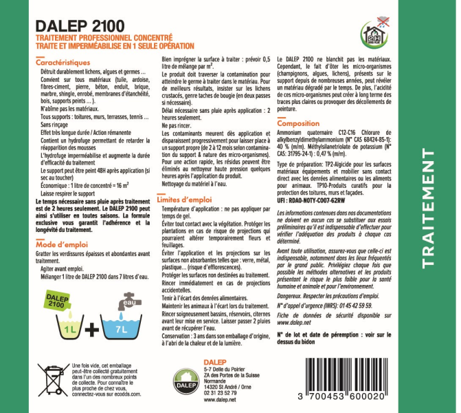 Fongicide DALEP 2100 Professionnel 10L concentré à diluer | ENVAIN ...